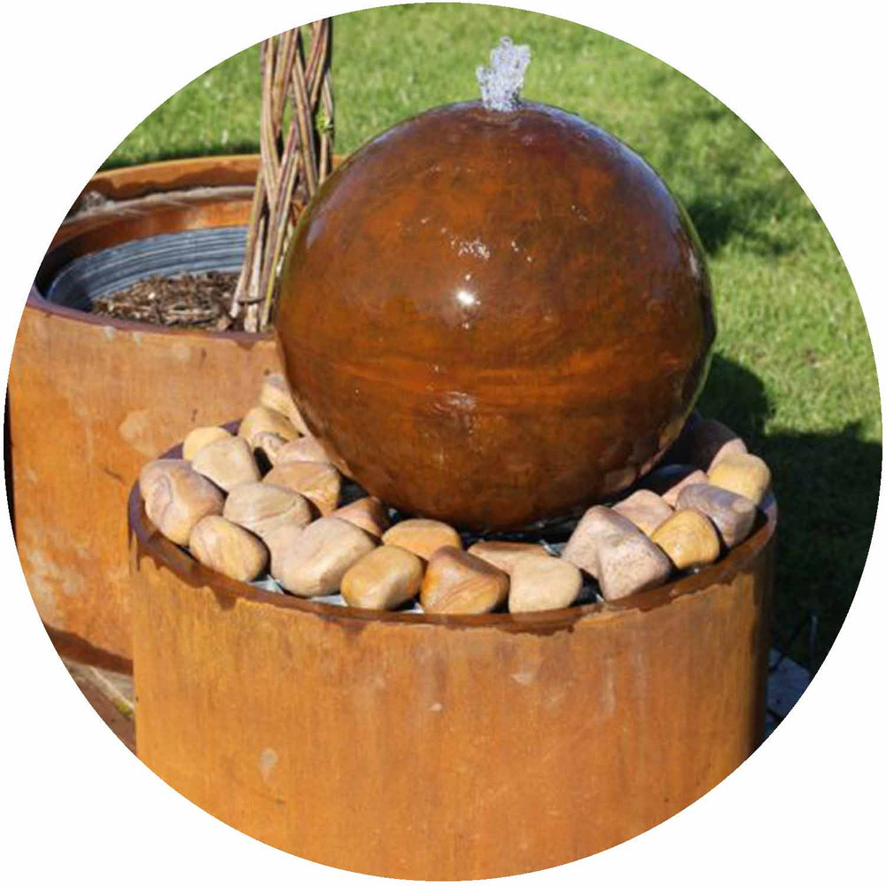 (EC) Corten Steel Sphere and Surround